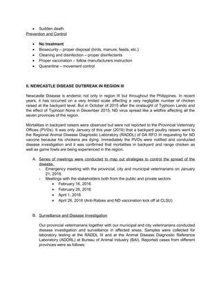 New castle disease outbreak in region III by Dr E Lapuz | DOC