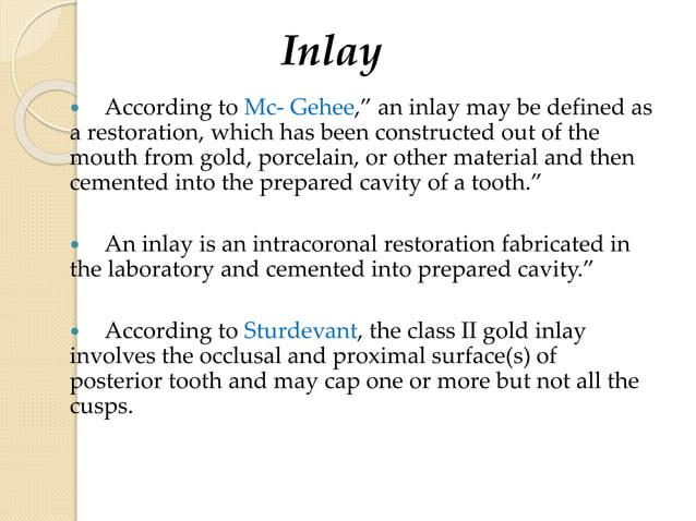new cast metal inlay.pptx | Dental Health | Diseases and Conditions