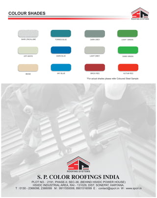 Roof and Wall Profile By SP Color Roofings India | PDF