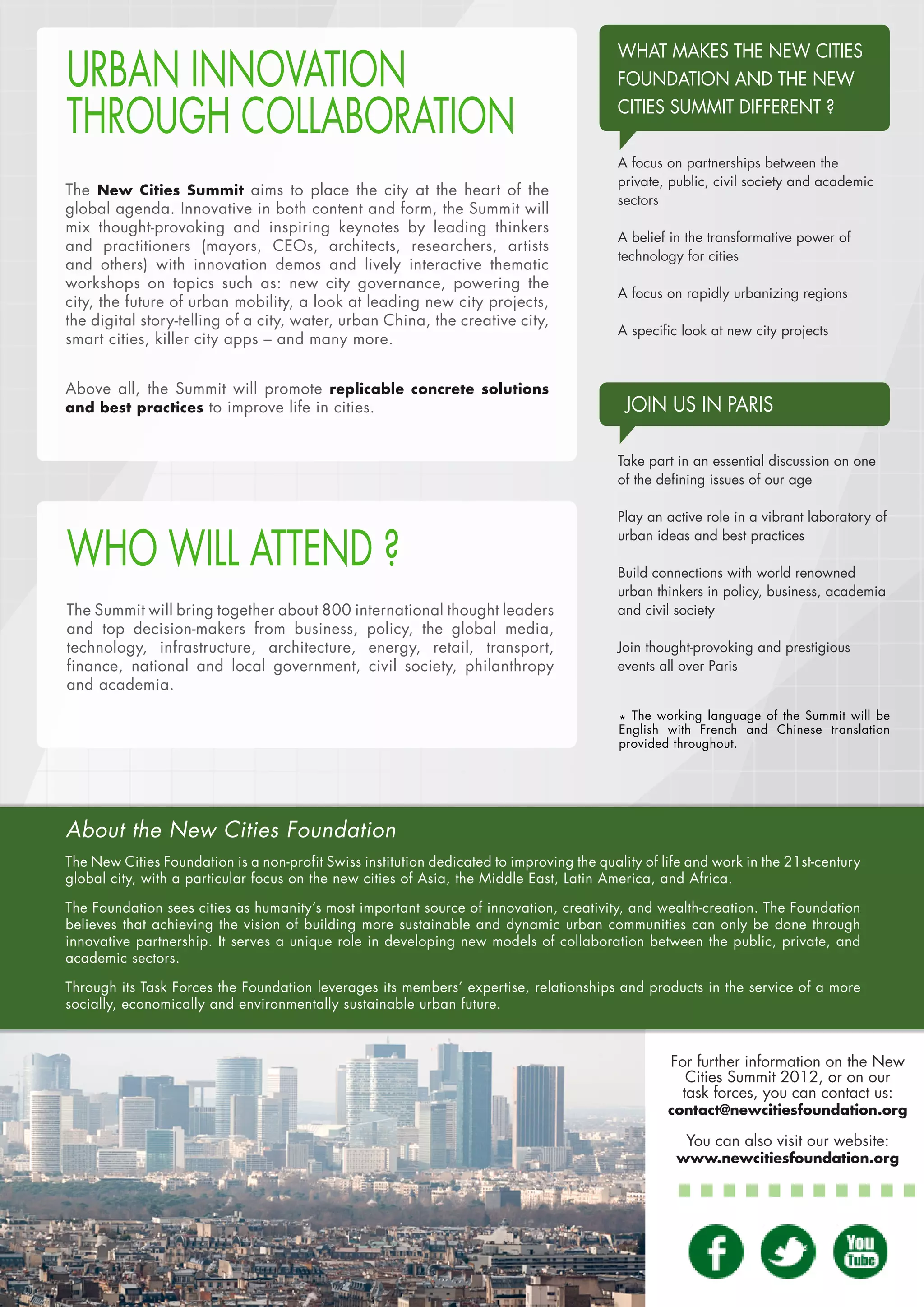 New Cities Summit Brochure 2012 | PDF
