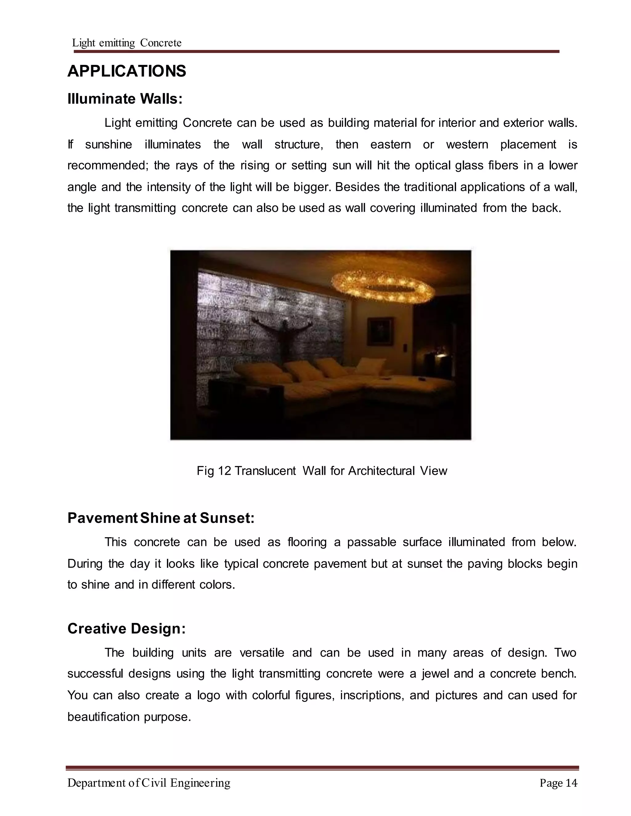 Light emitting concrete [OR] Translucent concrete | DOCX