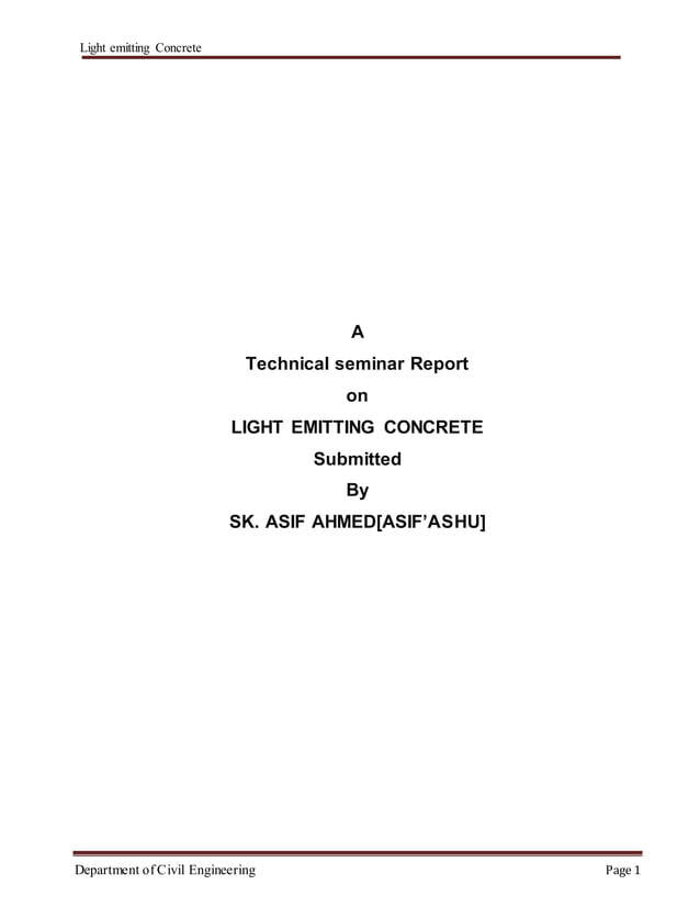 Light emitting concrete [OR] Translucent concrete | DOCX | Civil ...