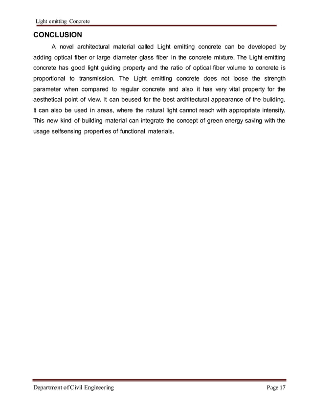 Light emitting concrete [OR] Translucent concrete | DOCX | Civil ...