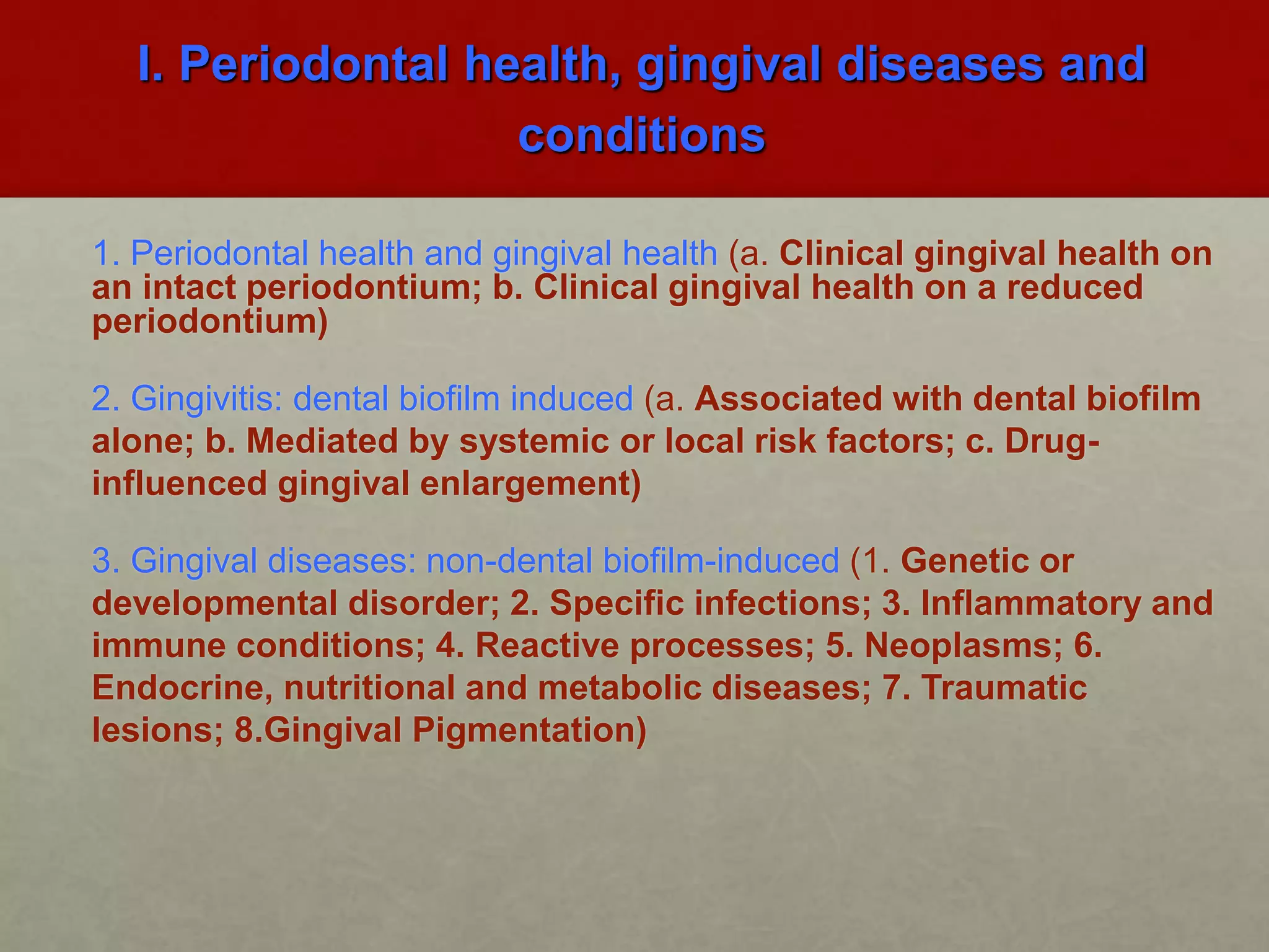 2017 classification of periodontal and periimpalnt diseases | PPT
