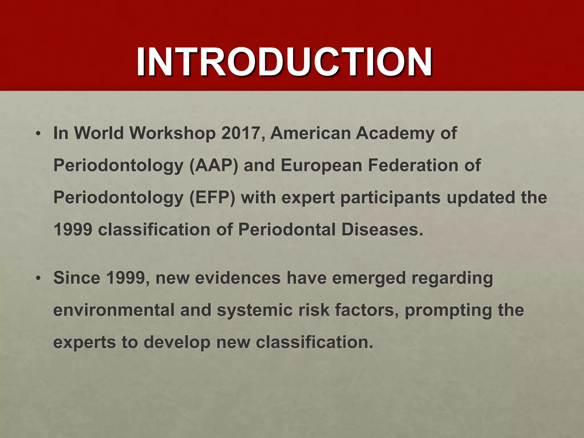 2017 classification of periodontal and periimpalnt diseases | PPT