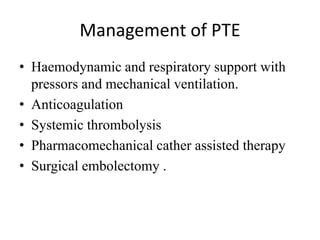 clinical aspects of pulmonary embolism | PPTX