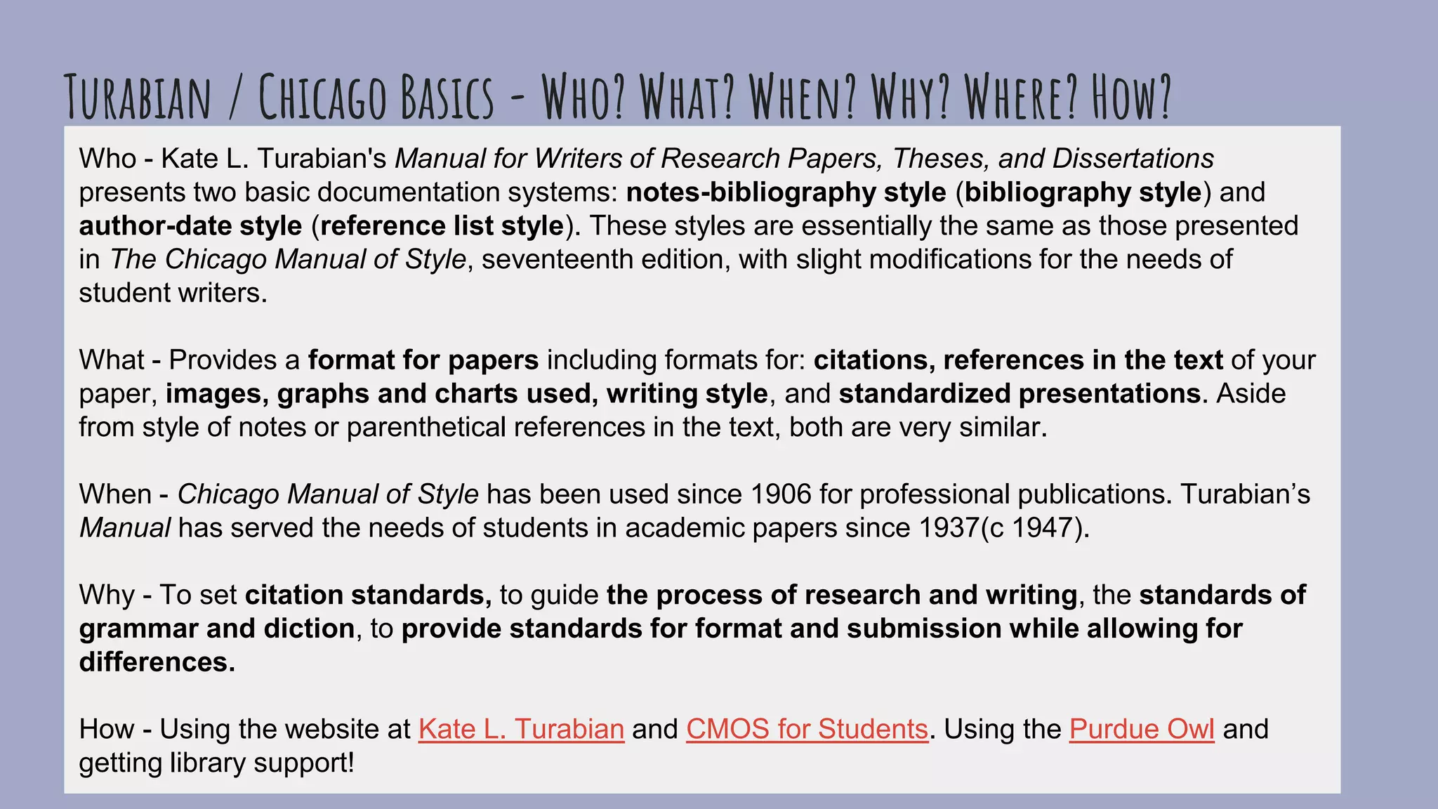 New CMOS Turabian style for students | PPTX