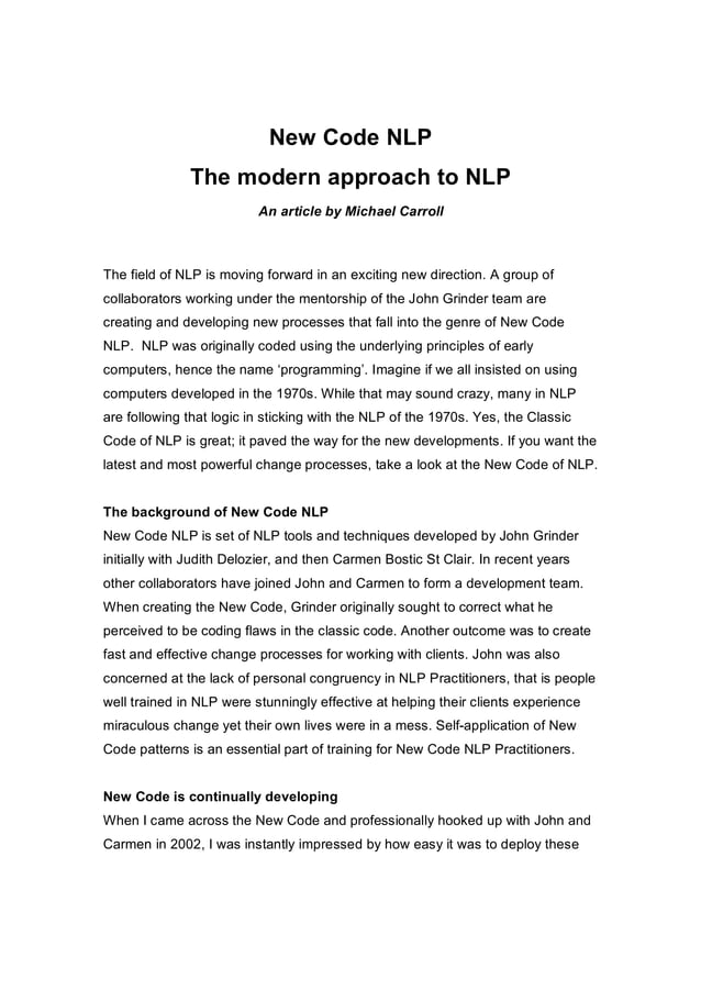 New Code Nlp | PDF