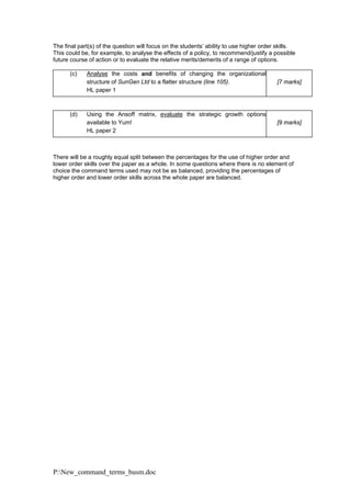 New Command Terms For B&M | PDF