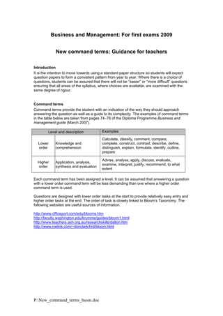 New Command Terms For B&M | PDF