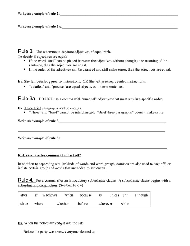 Comma Rules | PDF