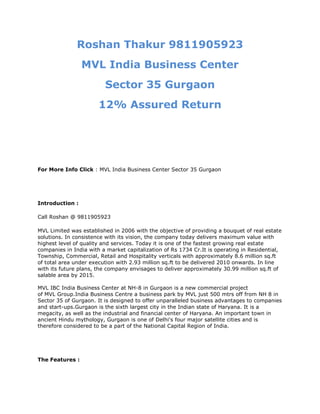 New commercial project with 12 % assured return mvl ibc sector 35 gurgaon | DOCX