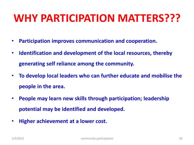 New community participation | PPT