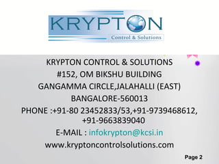 KRYPTON CONTROL AND SOLUTIONS | PPT | Free Download