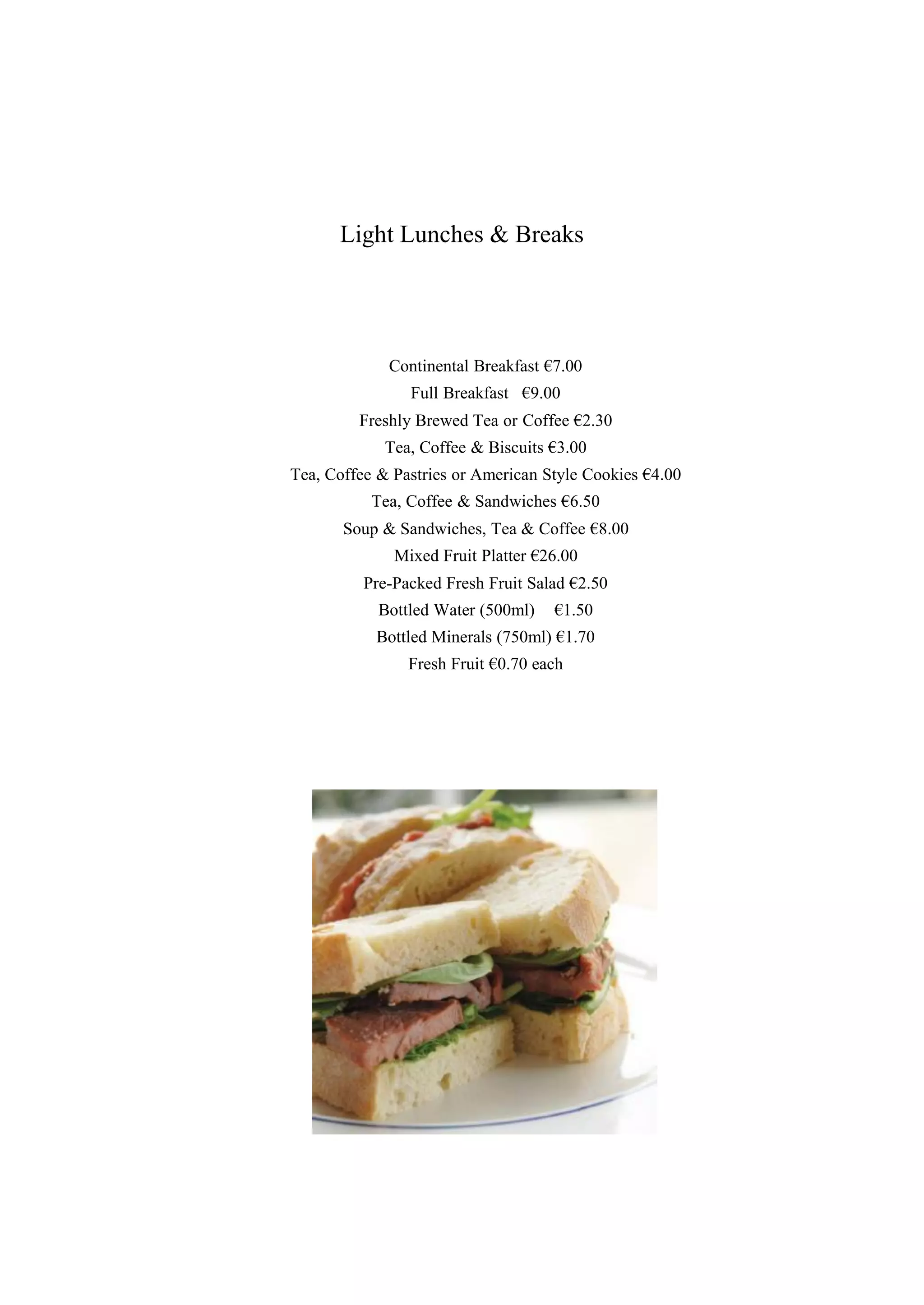 New conference menu 2014 15 | PDF