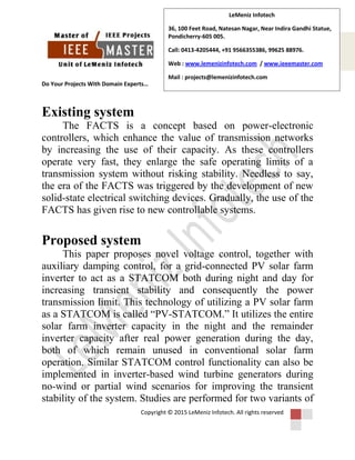 New control of pv solar farm as statcom (pv statcom) for increasing ...