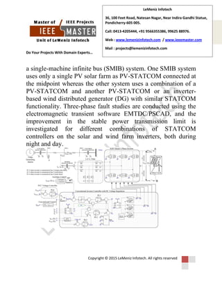 New control of pv solar farm as statcom (pv statcom) for increasing grid power transmission ...