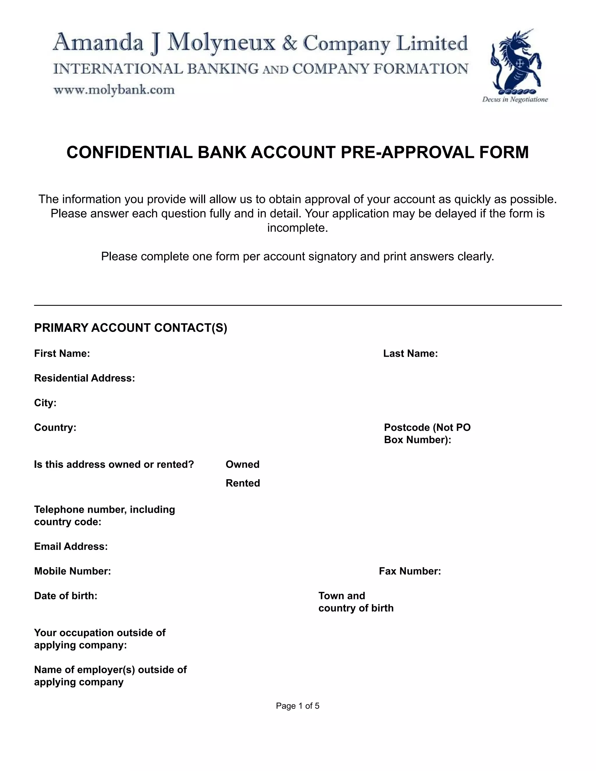 (New) corporate bank account pre approval form | PDF