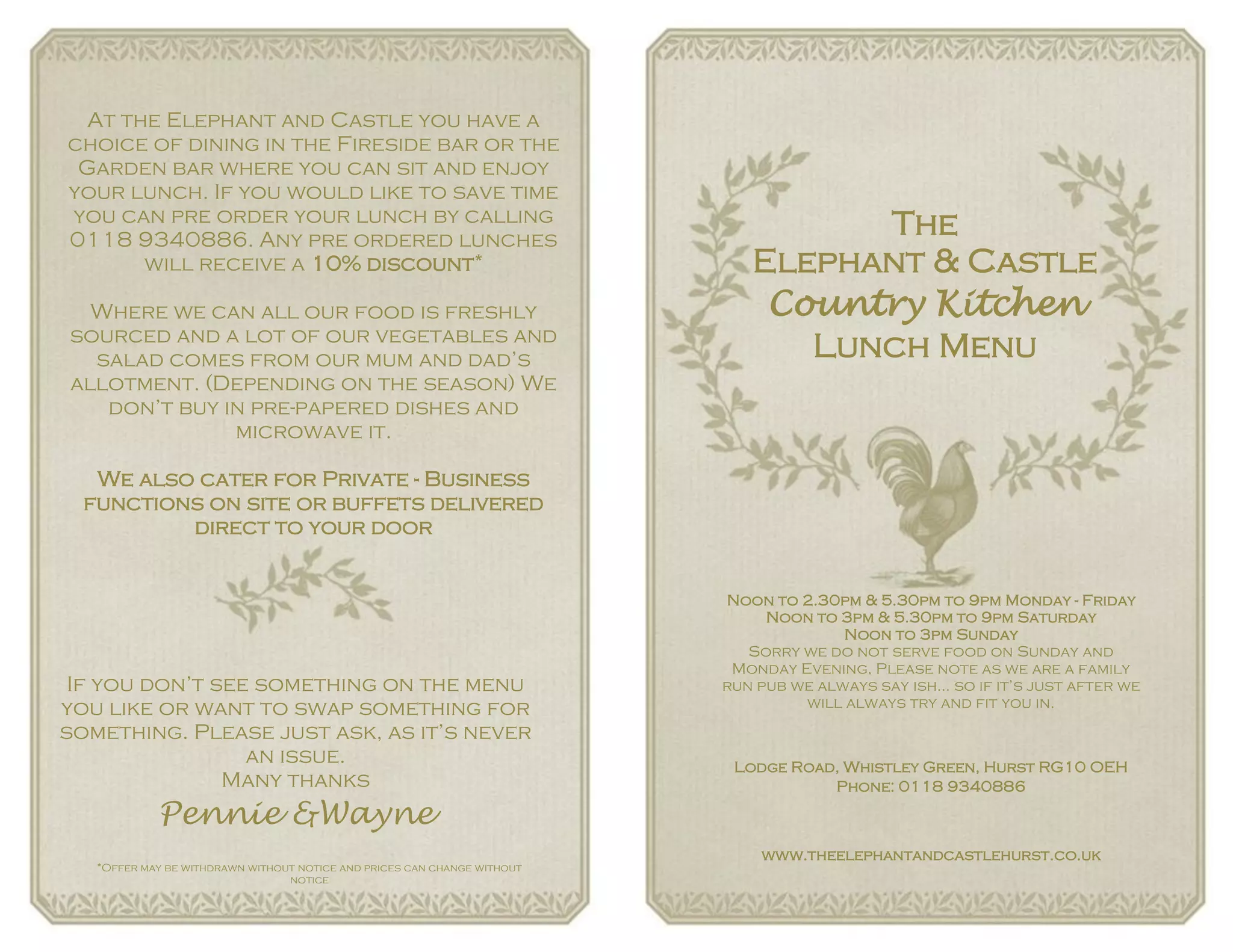 New country kitchen lunch menu | PPT