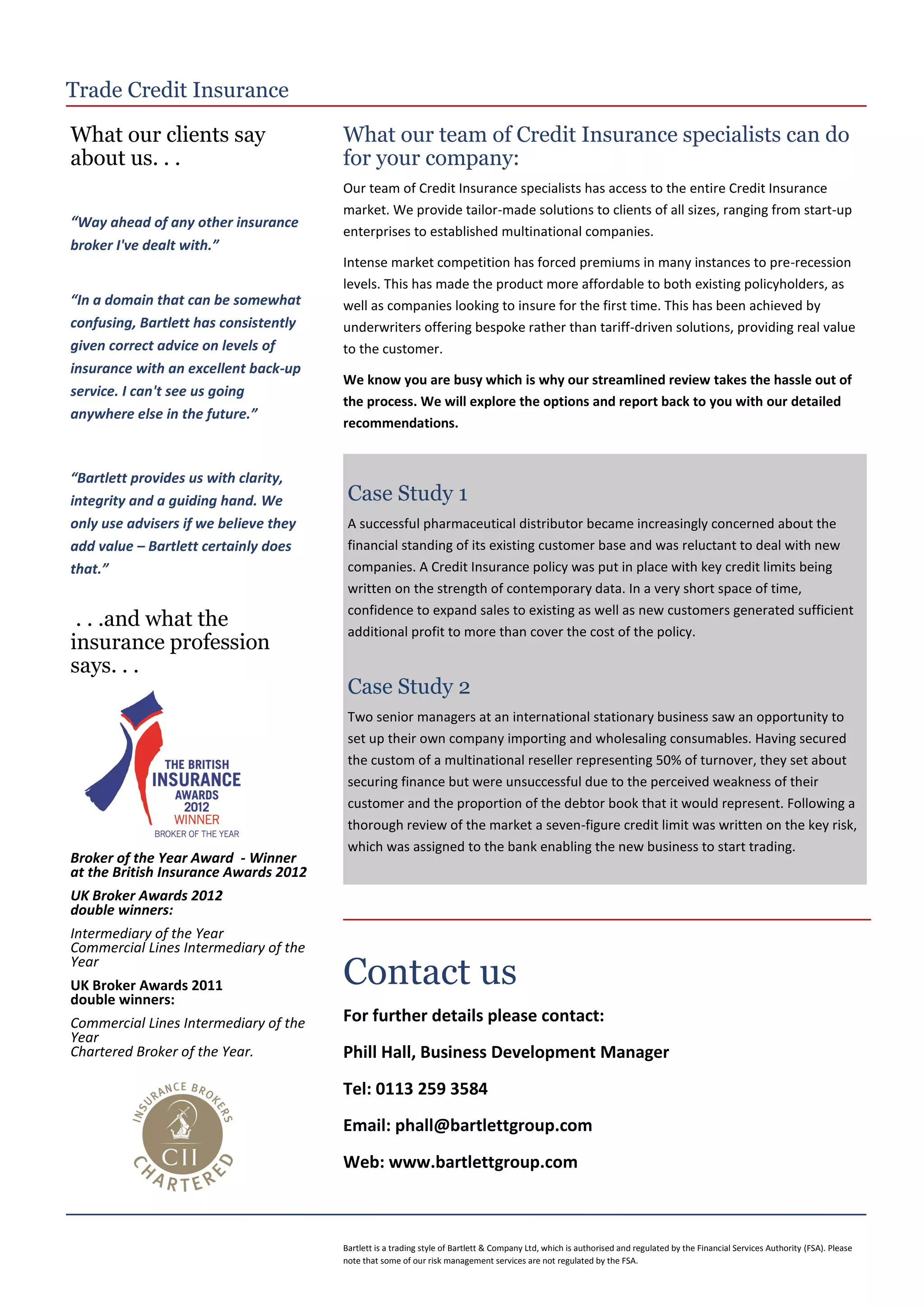 Bartlett Credit Insurance Flyer | PDF