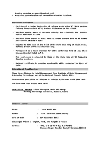 New cv chef (1) | DOCX | Hospitality Industry | Industries