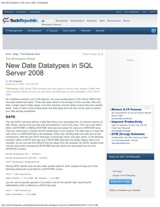 New date datatypes in sql server 2008 tech republic | PDF | Databases ...