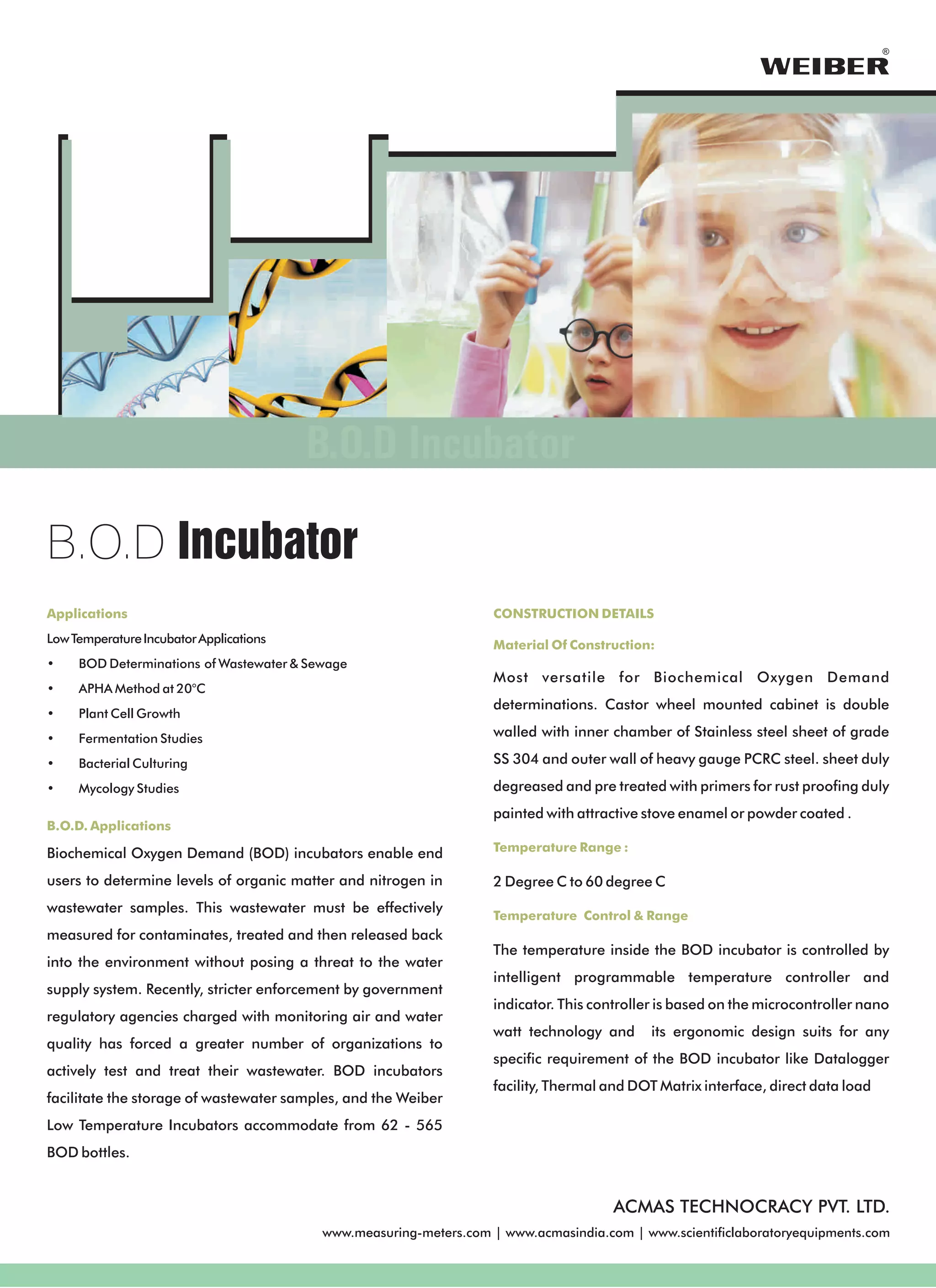 Types of BOD Incubator by ACMAS Technologies Pvt Ltd. | PDF