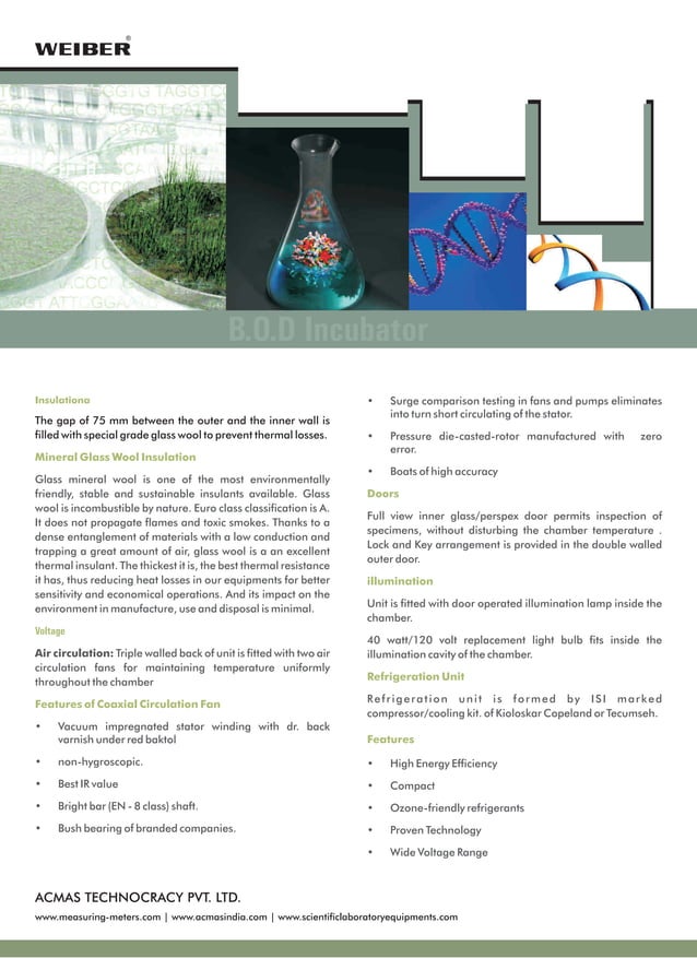 Types of BOD Incubator by ACMAS Technologies Pvt Ltd. | PDF