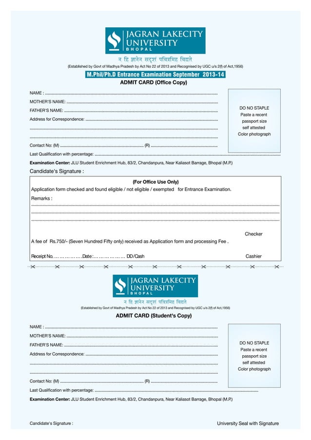 M.Phil/Ph.d Admission form | PDF