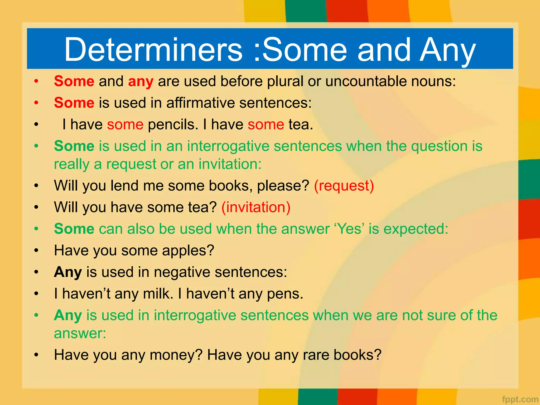 Determiners For Class X By Sharwan Kumar Pptx
