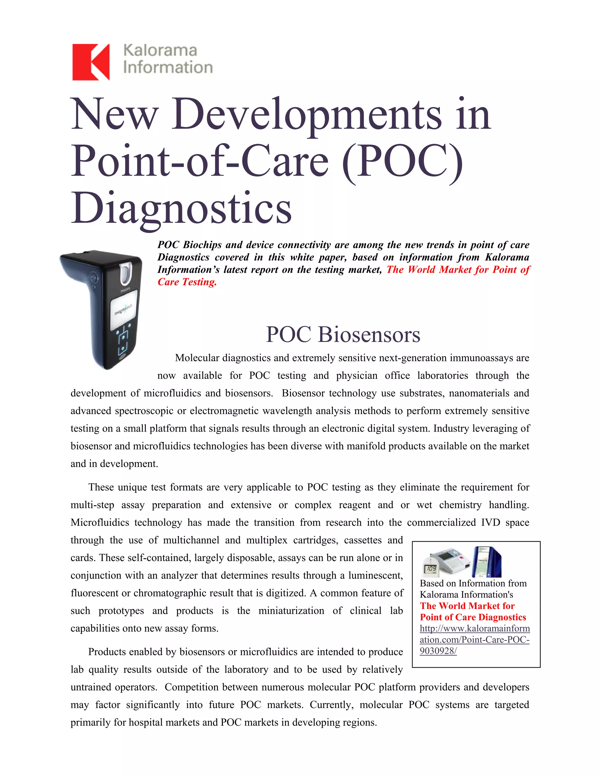 New Developments in Point of Care Diagnostics | PDF