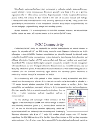 New Developments in Point of Care Diagnostics | PDF
