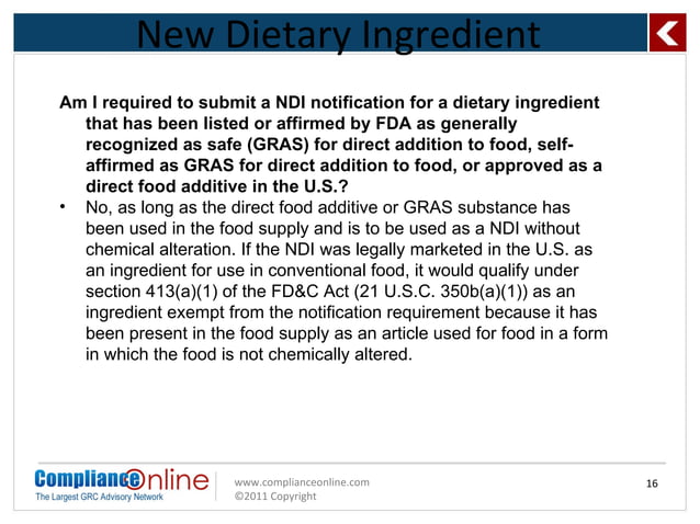 New dietary ingredient presentation | PPT
