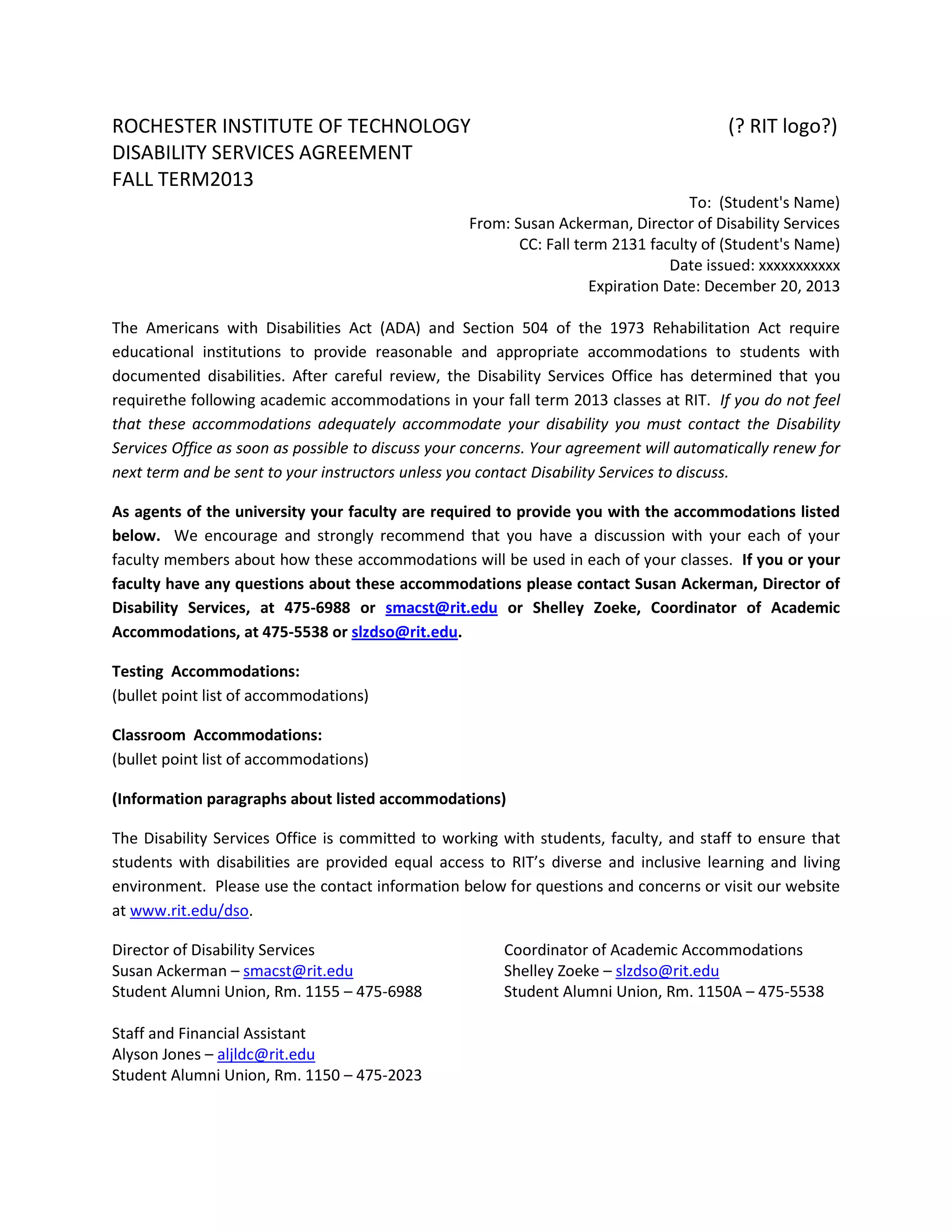 Sample Disability Services Agreement | DOCX