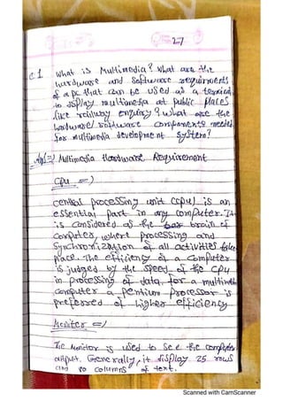 Multimedia short notes | PDF