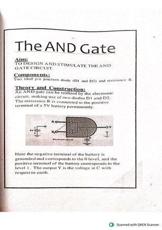 Investigatory project class 12th physics. Logic gates | PDF