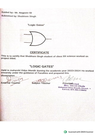 Investigatory project class 12th physics. Logic gates | PDF