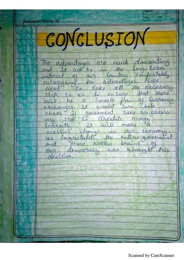 DEMONETIZATION best economic project class 12