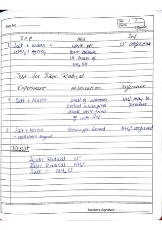 Chemistry Practical Record Class 12th | PDF