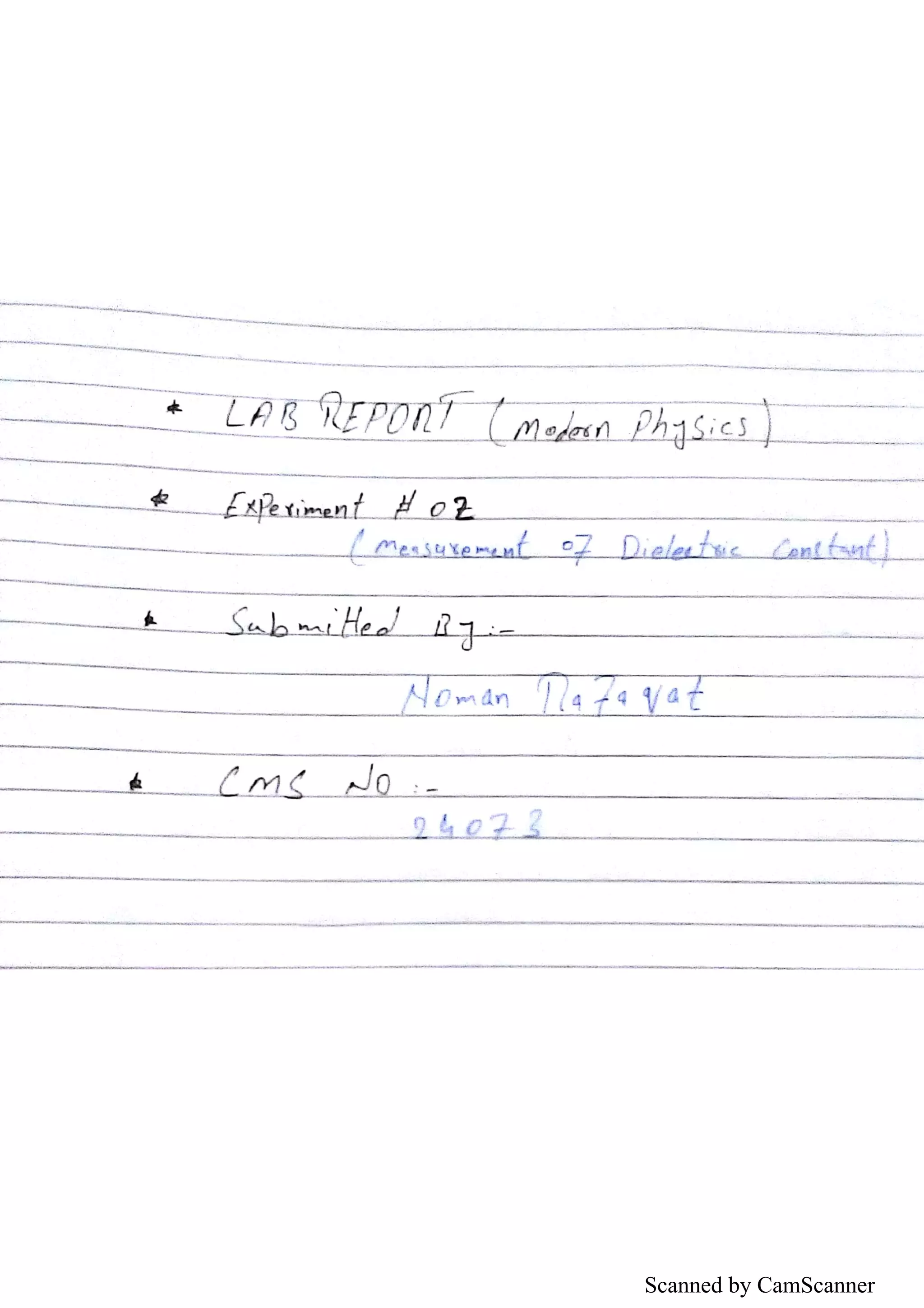 Lab Report Modern Physics Dielectric constant | PDF