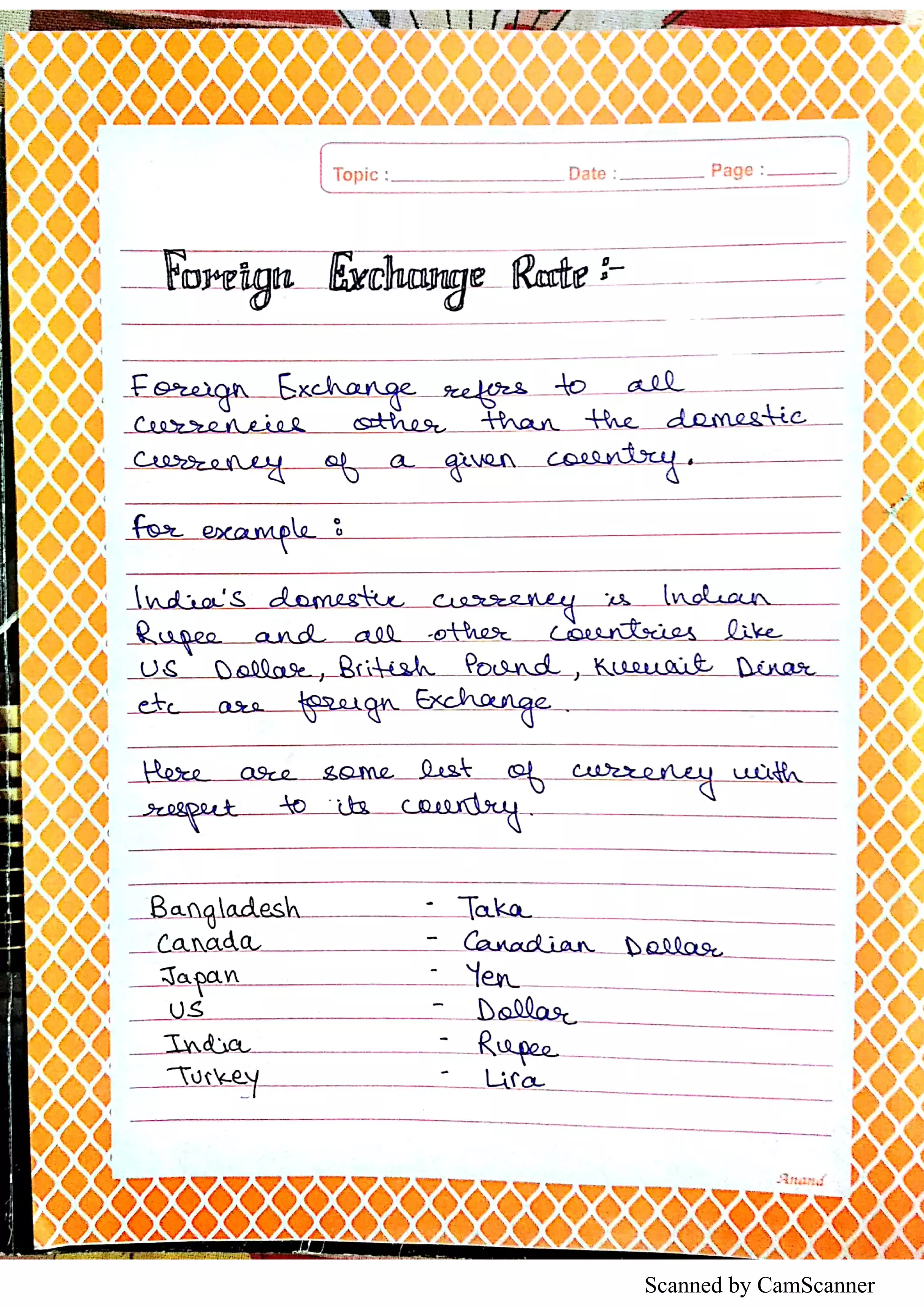 foreign exchange rate project class 12 | PDF