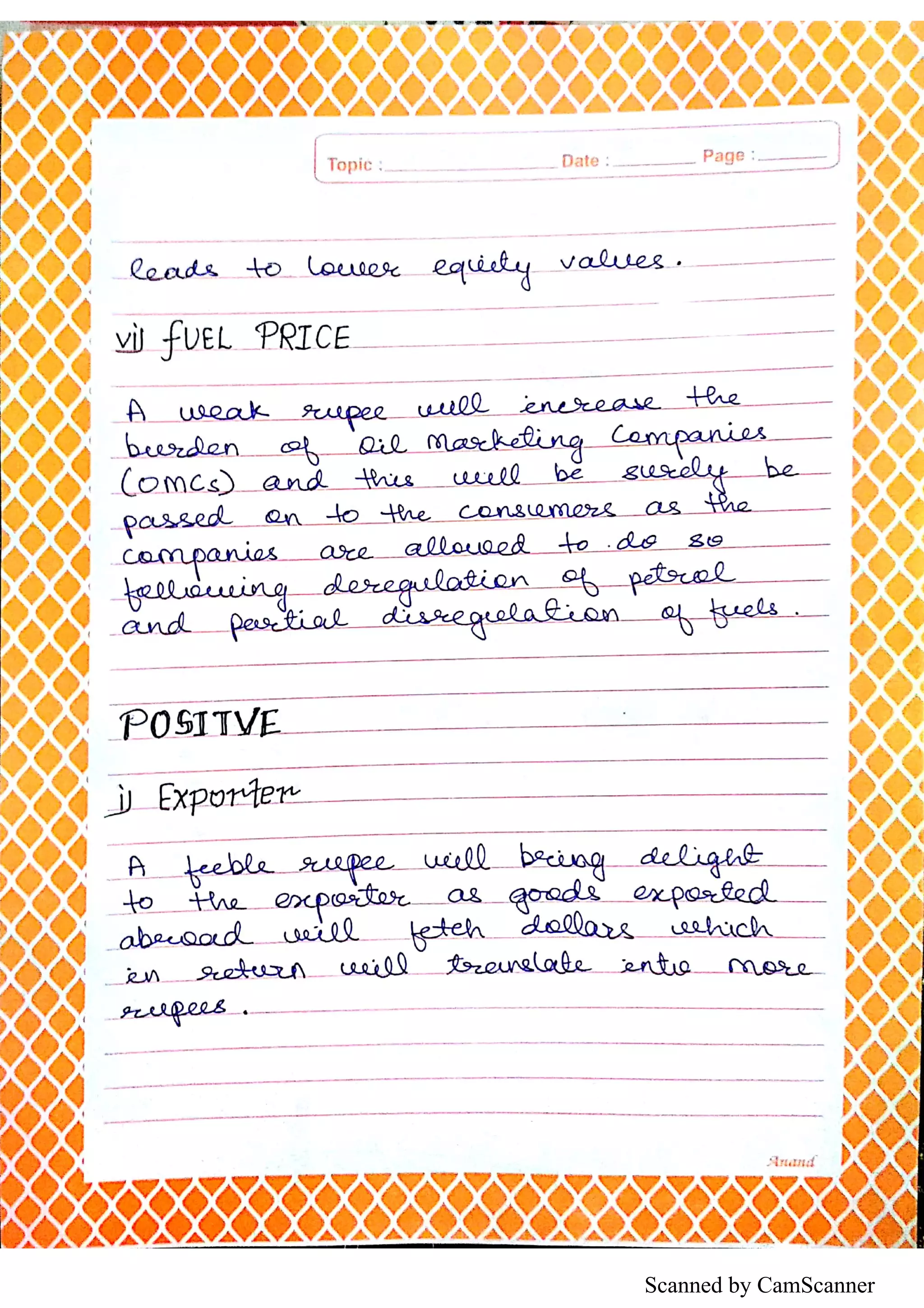 foreign exchange rate project class 12 | PDF