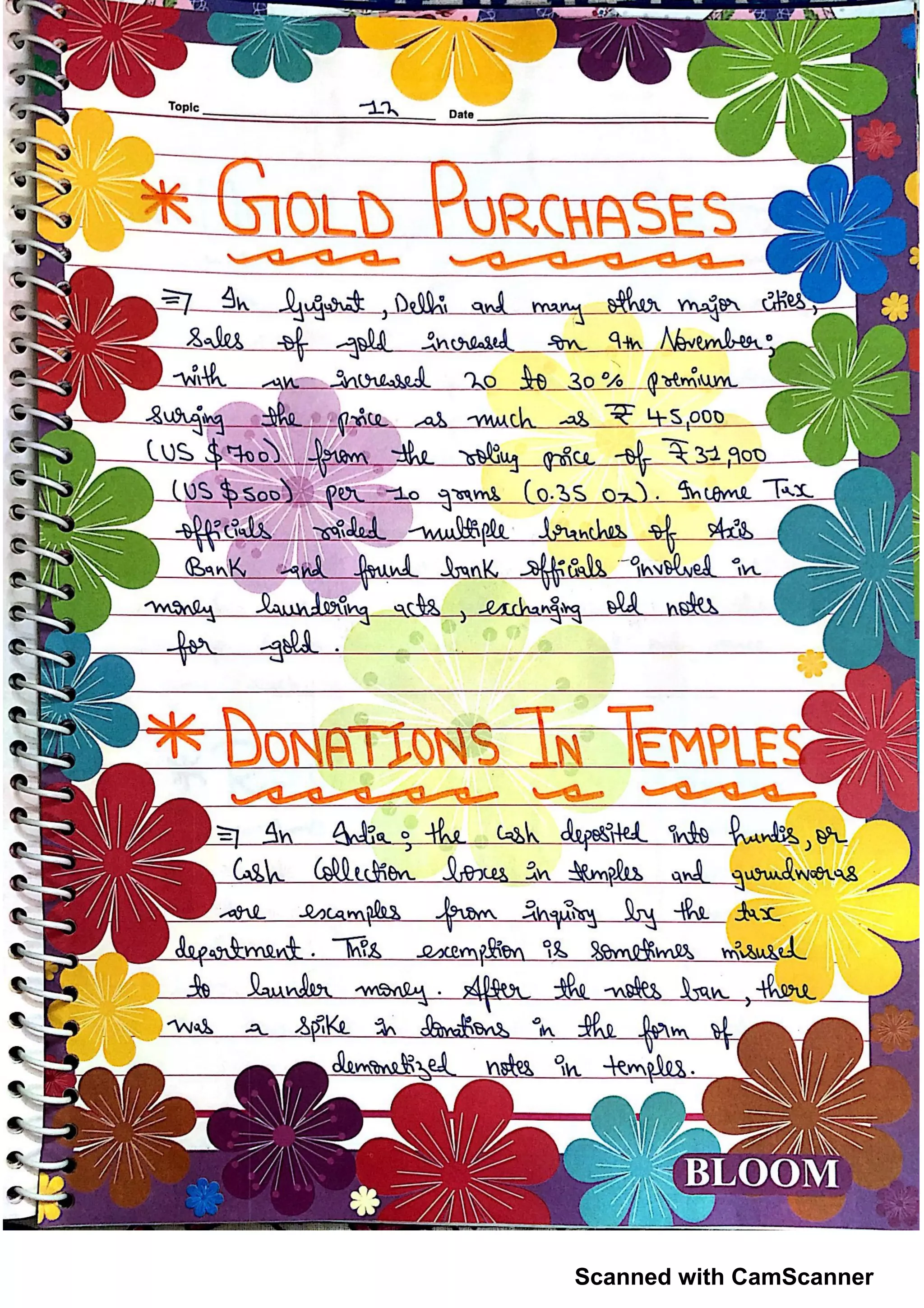 Class 12 economics project Demonetisation | PDF