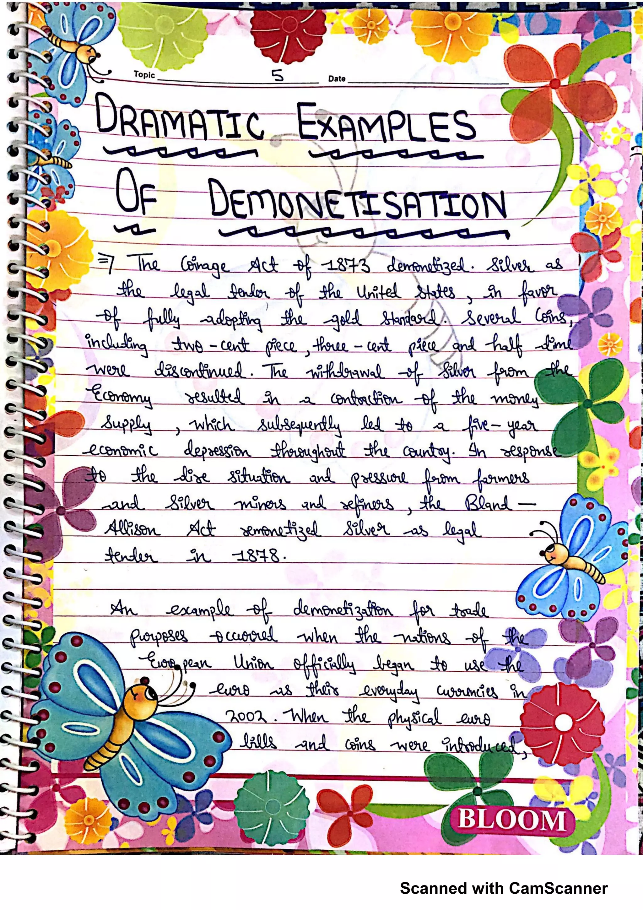 Class 12 economics project Demonetisation | PDF