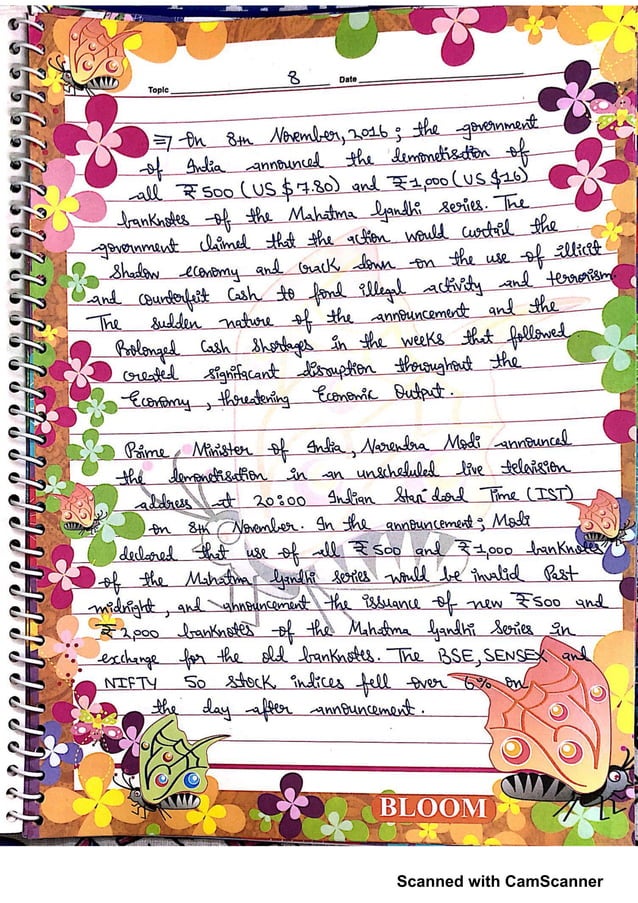 Class 12 economics project Demonetisation | PDF