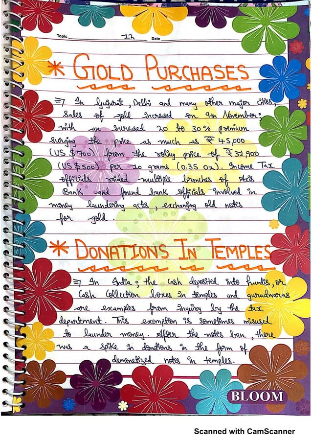 Class 12 economics project Demonetisation | PDF