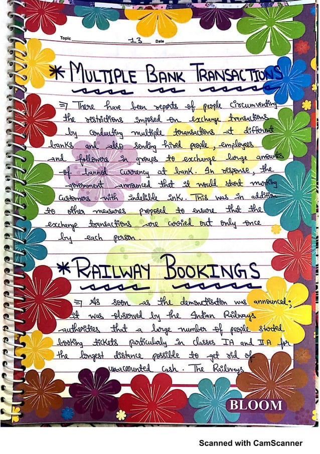 Class 12 economics project Demonetisation | PDF