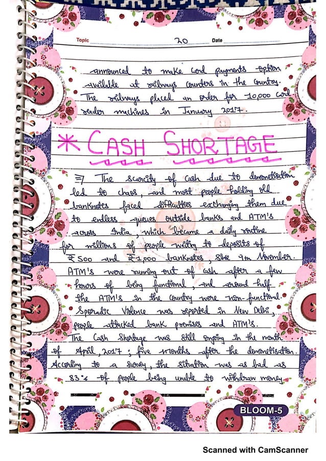 Class 12 economics project Demonetisation | PDF