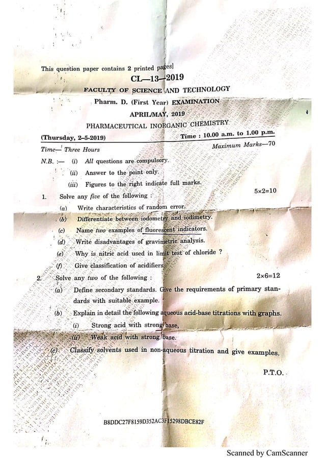 PHARM D QUESTION PAPERS 2019 | PDF