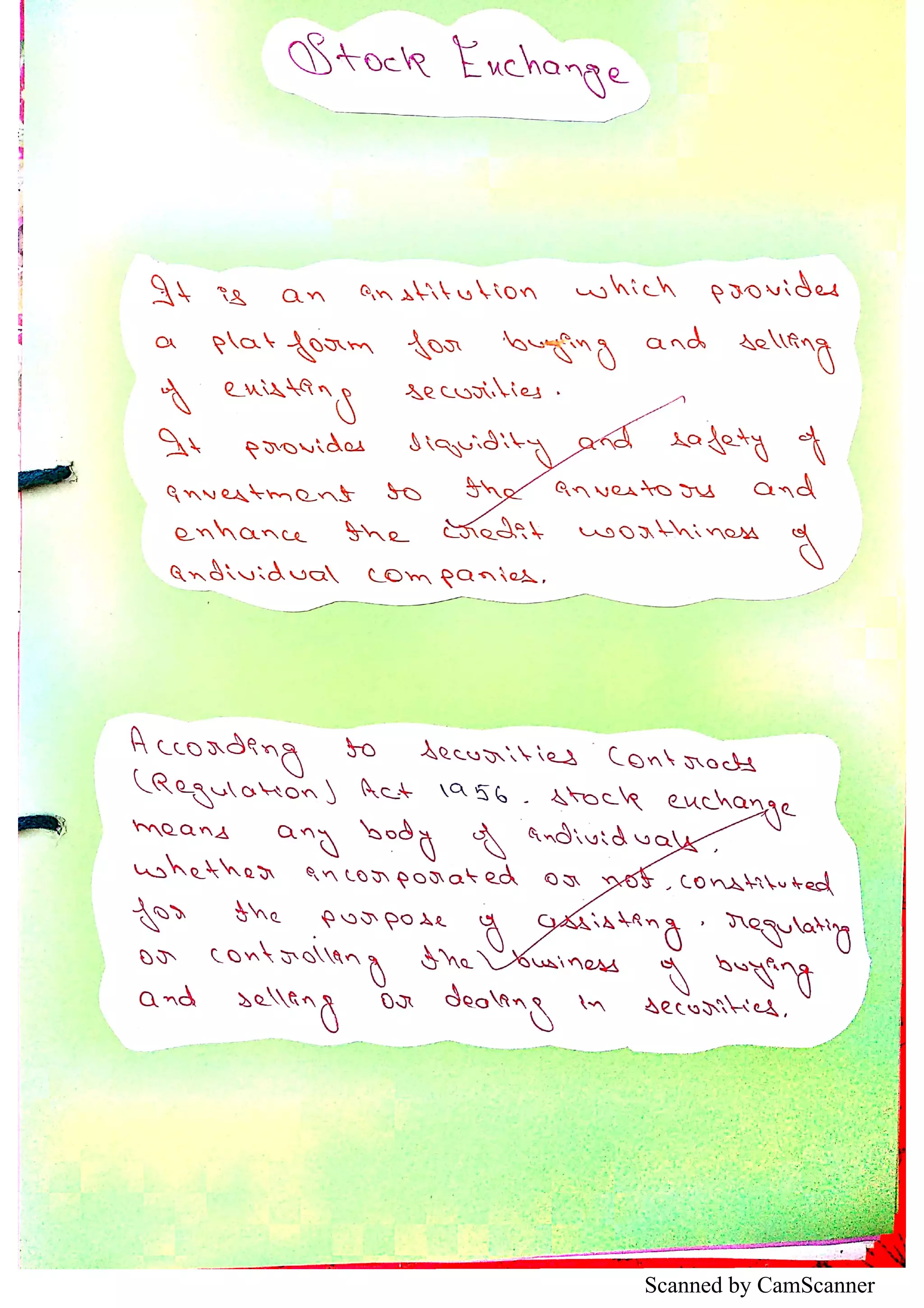 Business studies(Stock Exchange) class 12 | PDF